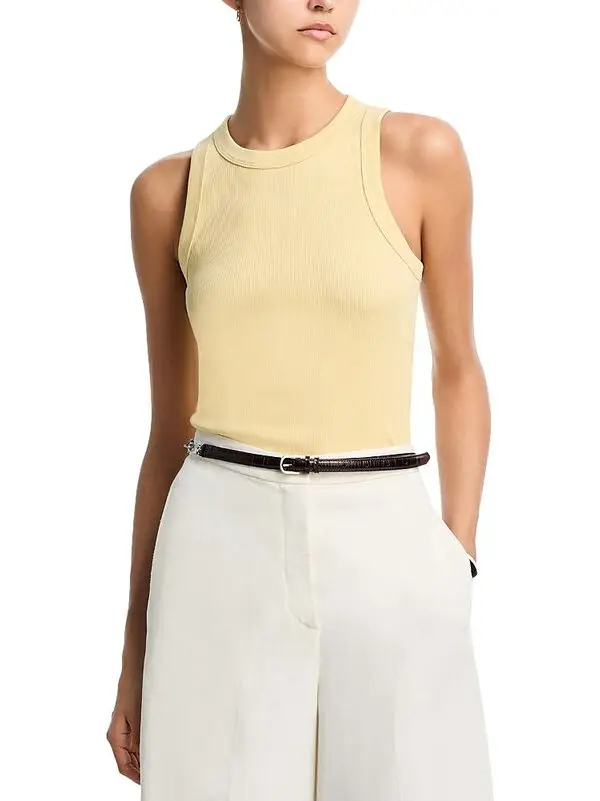 Veronica Beard Jordyn Cropped Tank Top - Chamomile