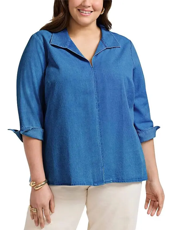 Foxcroft Agnes Denim Shirt - Medium Wash