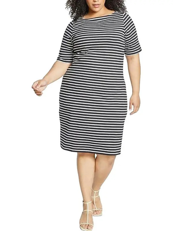 Universal Standard Belle Breton Stripe Jersey Dress - Black/white Stripe
