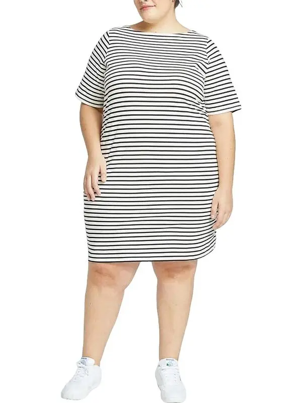 Universal Standard Belle Breton Stripe Jersey Dress - Ecru/black Stripe
