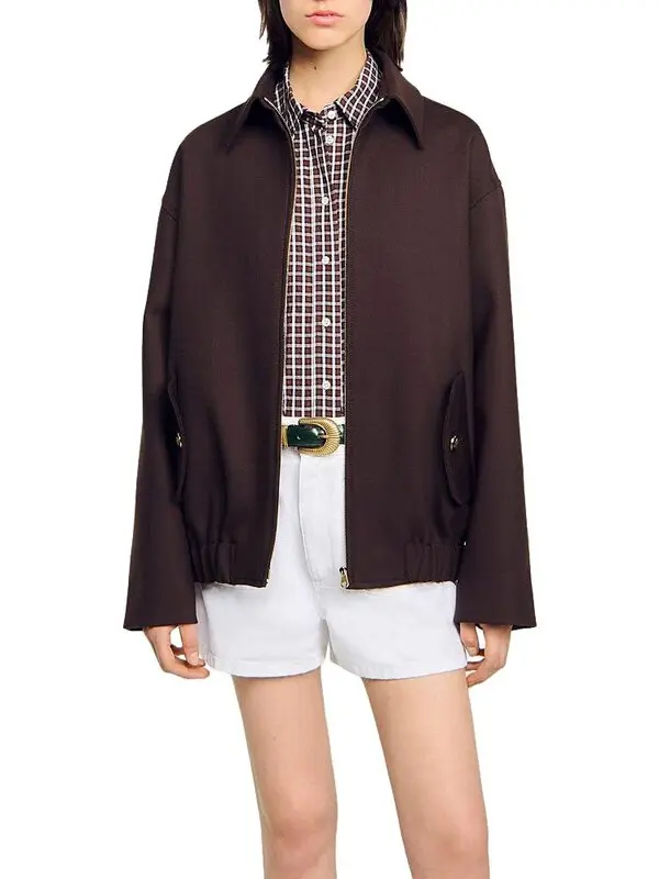 Sandro Oversized Jacket - Brown