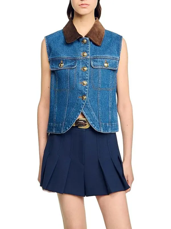Sandro Denim Vest - Blue Jean