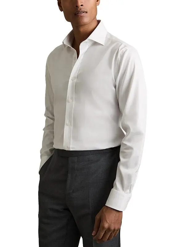 REISS Bishopsgate Regular Fit Stretch Cotton Shirt - White