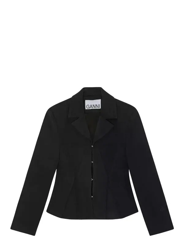 GANNI Notched-lapels Blazer - Black