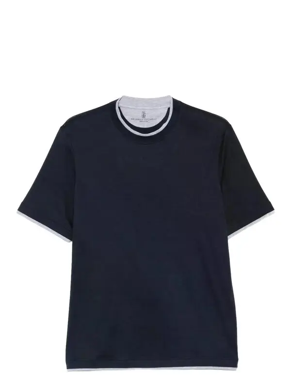 Brunello Cucinelli Silk-blend T-shirt - Blue