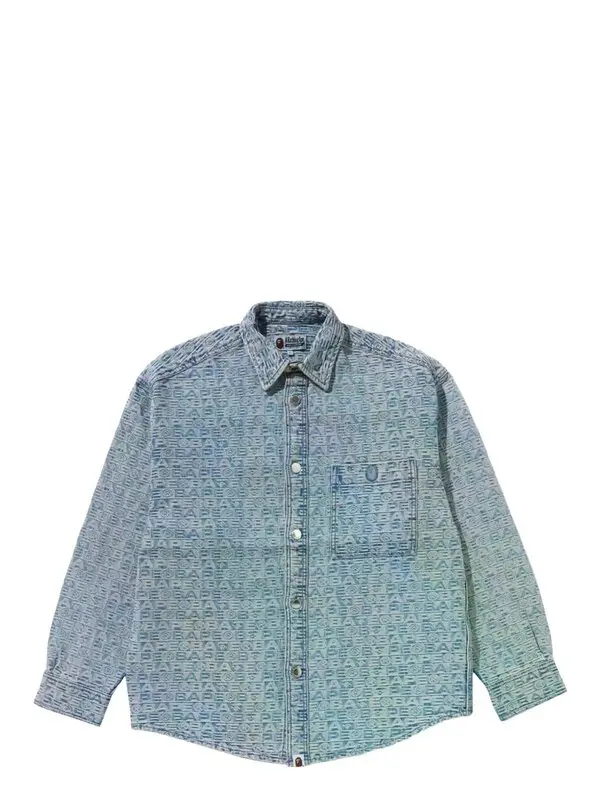 A BATHING APE Monogram-print Denim Shirt - Blue