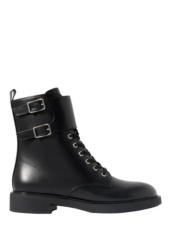 GIANVITO ROSSI Ripley Buckled Leather Ankle Boots - Black