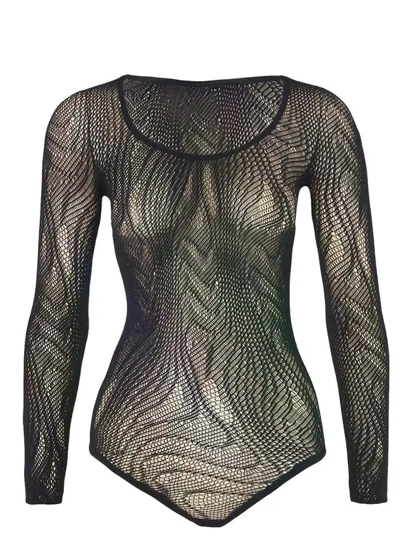 Wolford Snake Net String Bodysuit - Black