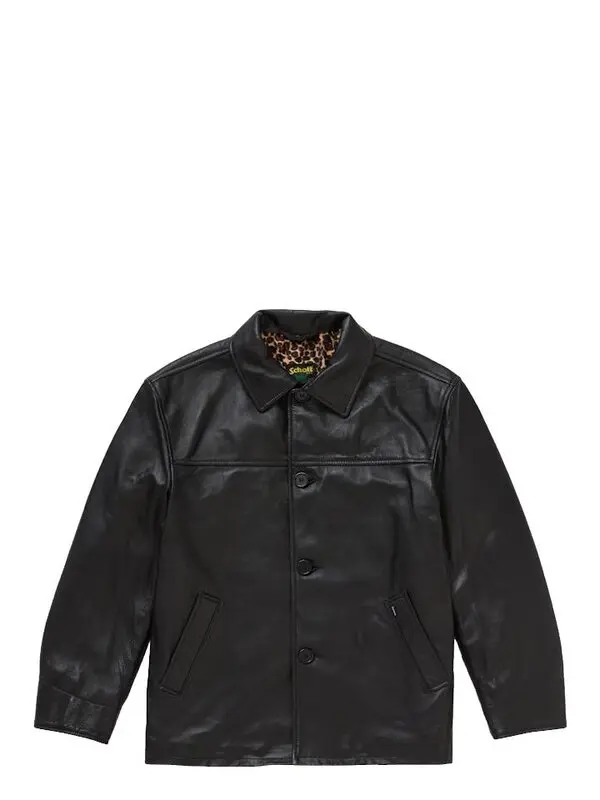Supreme Schott Leather Car Coat - Black