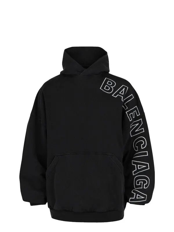 Balenciaga Large Fit Hoodie - Washed Black/white