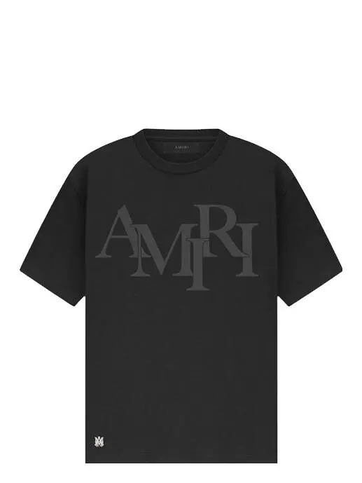 Amiri Staggered Logo Tee Shirt - Black