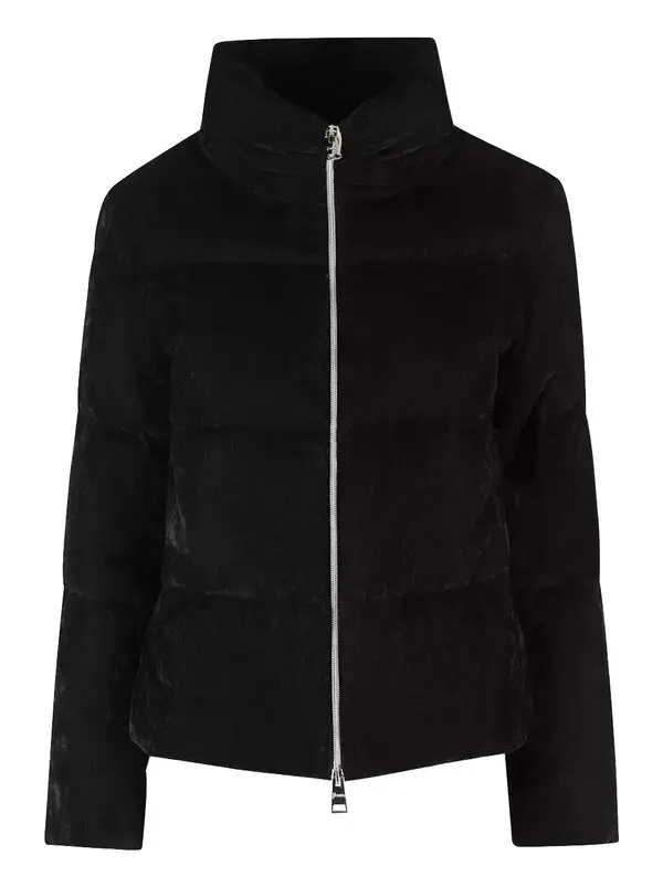 Herno Velvet Quilted Cropped Jacket - Black