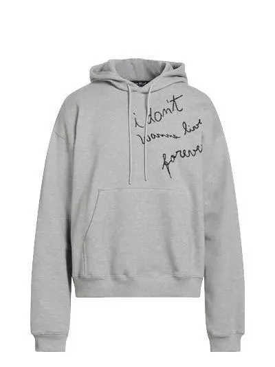 MSGM Light Cotton Sweatshirt With Hood And Appliqu - Light Grey