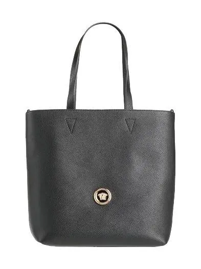 Versace Shopper Bag In Pebbled Calfskin - Black
