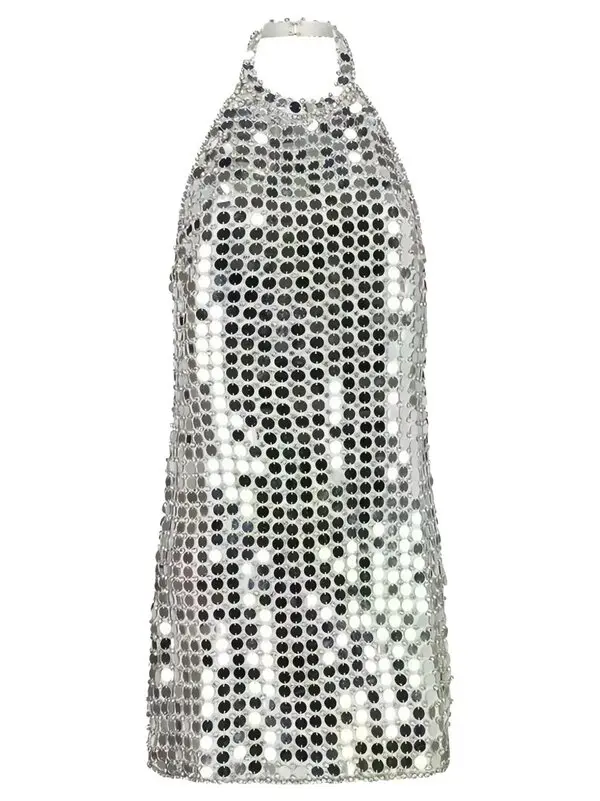 Retrofete Sequinned Halterneck Mini Dress - Silver