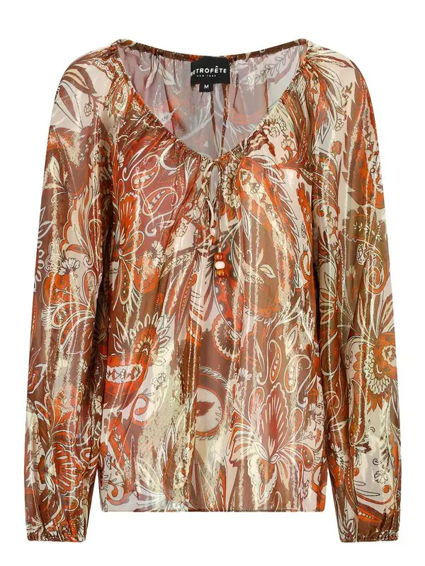 Retrofete Paisley Metallic Blouse - Brown