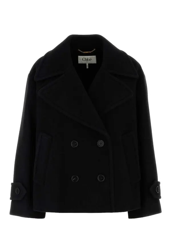 Chloé Oversized Wool Short Coat - Black