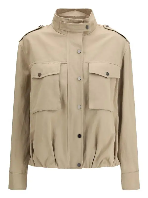 Brunello Cucinelli Jacket With Snap Button Collar - Beige
