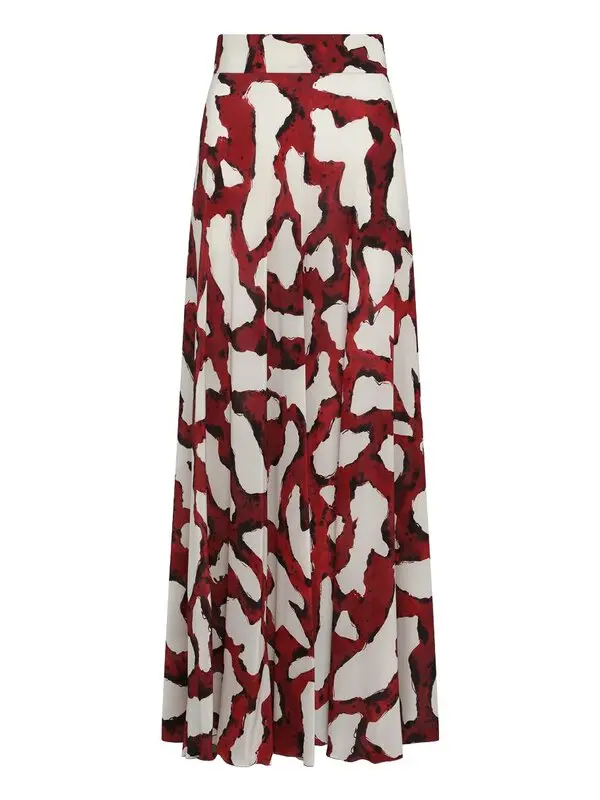 MARINELLA PICCINNO Printed Silk Flared Skirt - Red