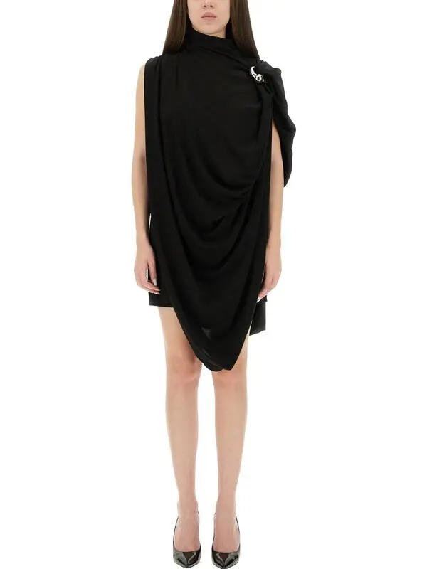 Jean Paul Gaultier Draped Dress With Piercings - Black