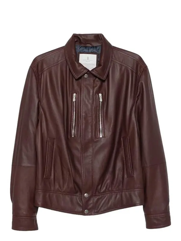 Brunello Cucinelli Leather Jacket - Brown