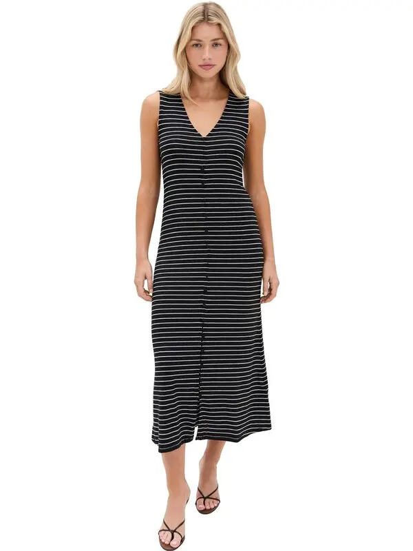 Rag & Bone The Knit Button Tank Dress - Black Multi