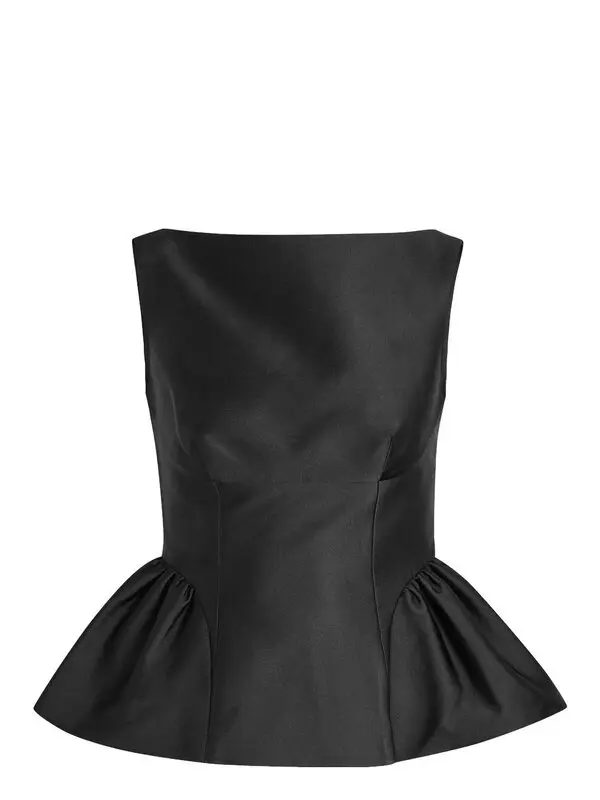 Roland Mouret Gathered Taffeta Top - Black