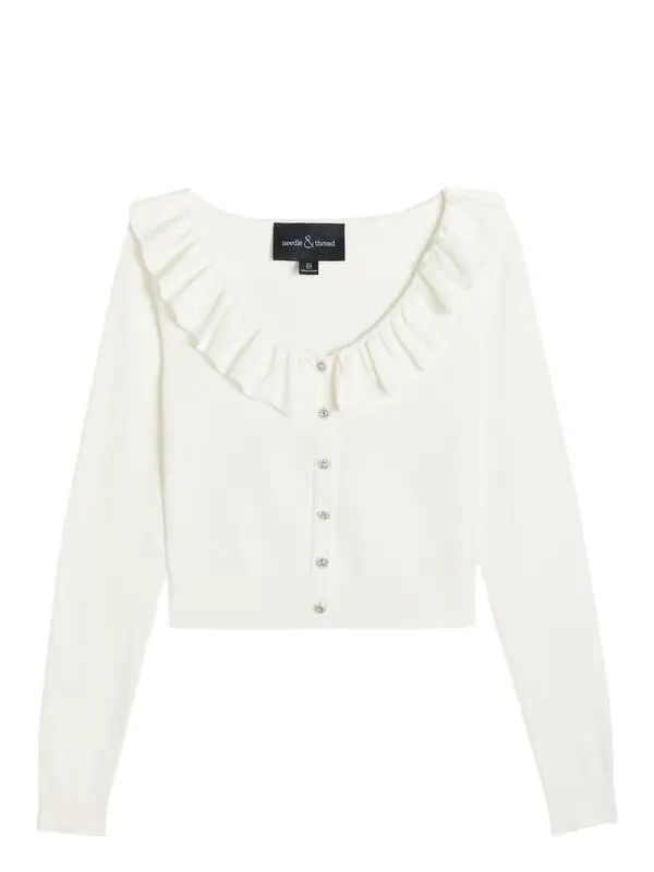 NEEDLE & THREAD Pointelle Stretch-knit Cardigan - Cream