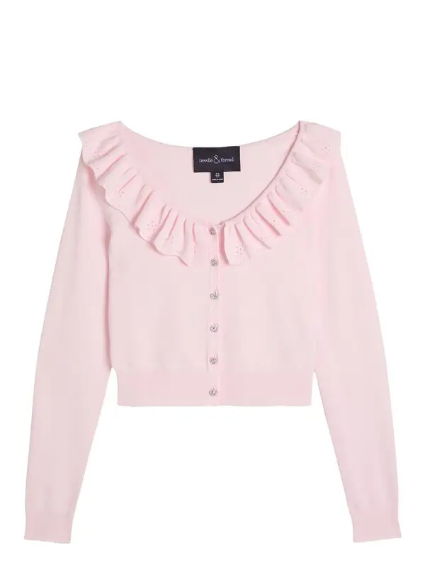 NEEDLE & THREAD Pointelle Stretch-knit Cardigan - Pink