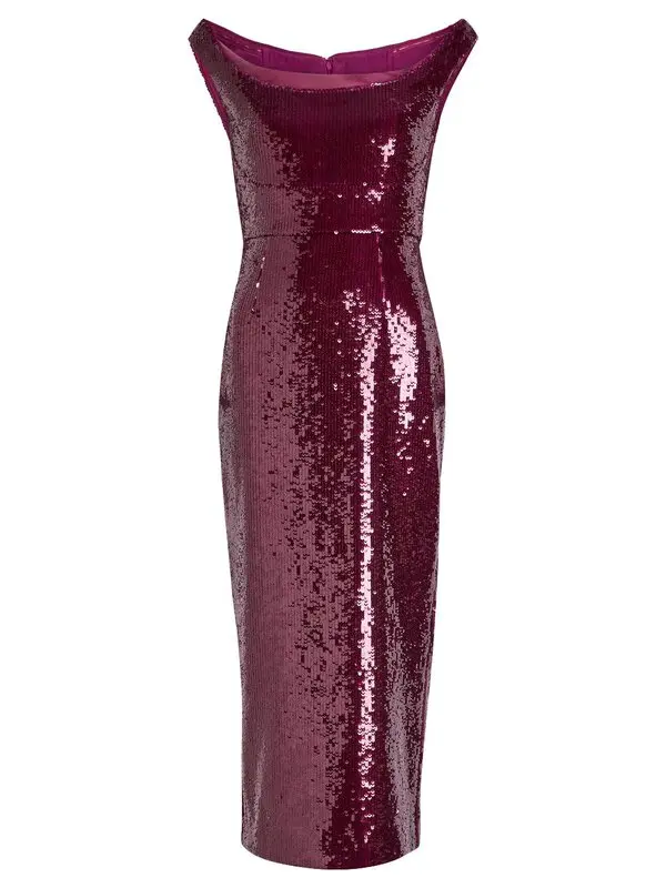 Roland Mouret Sequin-embellished Mesh Midi Dress - Dark Pink