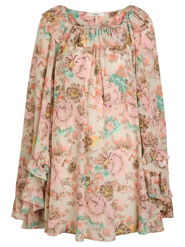 Chloé Floral-print Silk Mini Dress - Multi Floral