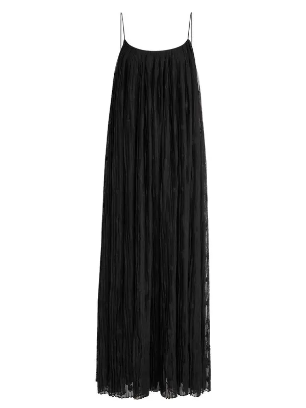 TOTÊME Floral-embroidered Tulle Maxi Dress - Black