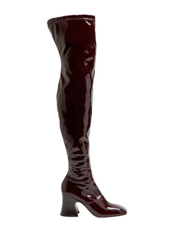 Chloé Janis Glossed-leather Over-the-knee Boots - Burgundy