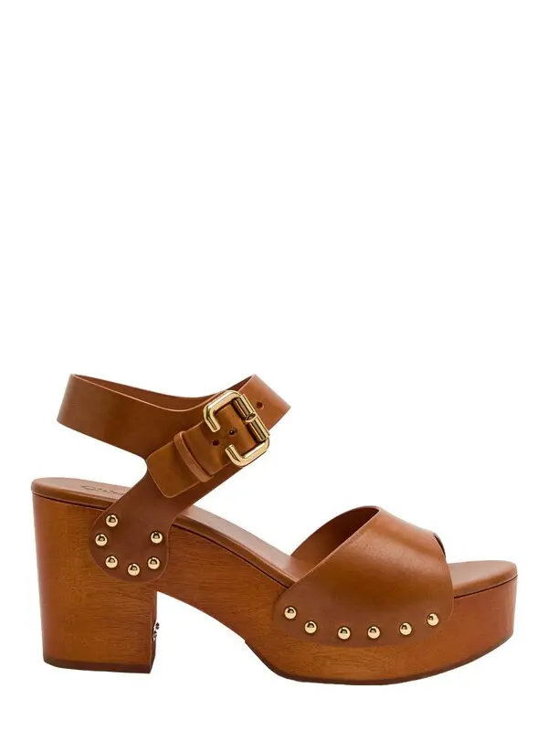 Chloé Jeannette Leather Platform Sandals - Brown