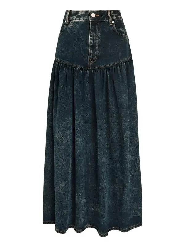 GANNI Denim Maxi Skirt - Black