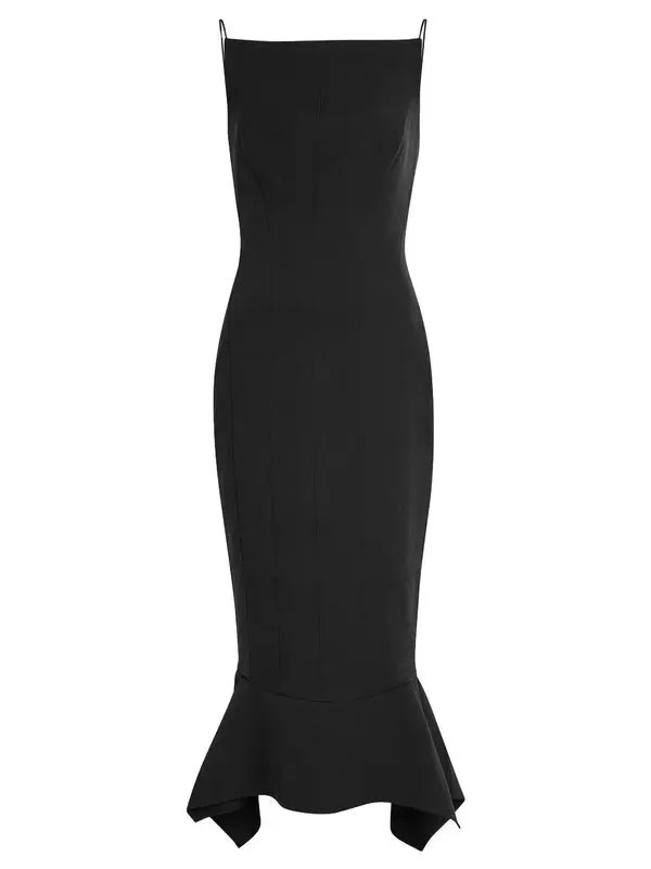 Roland Mouret Fishtail Hem Stretch-crepe Midi Dress - Black