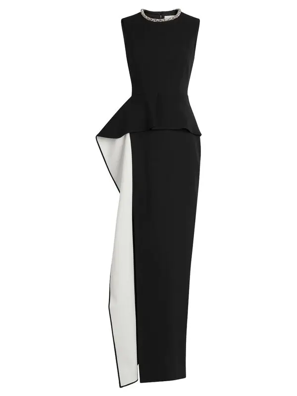 Roland Mouret Waist Drape Crepe Gown - Black And White