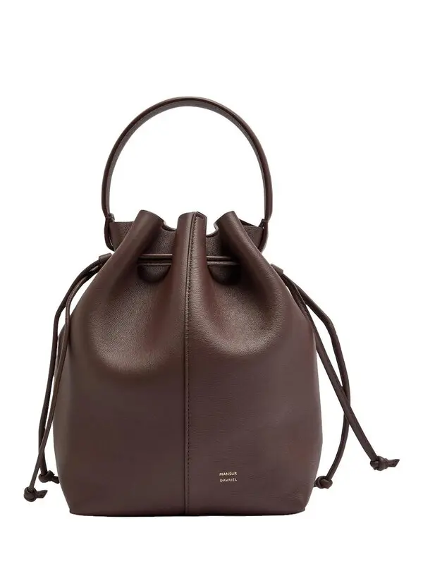 MANSUR GAVRIEL Flores Grained Leather Bucket Bag - Chocolate