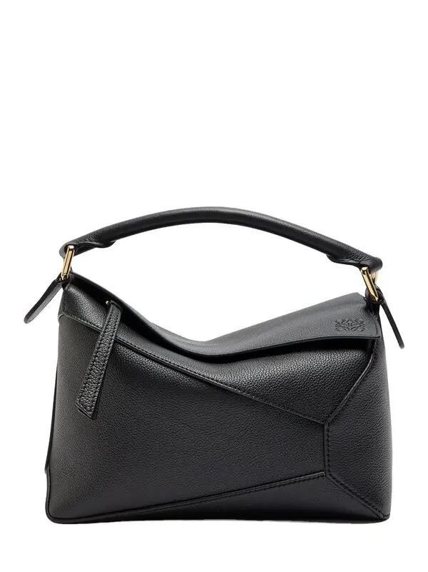 Loewe Puzzle Edge Small Leather Top Handle Bag - Black