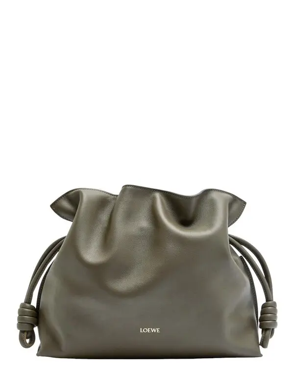 Loewe Flamenco Medium Leather Clutch - Khaki