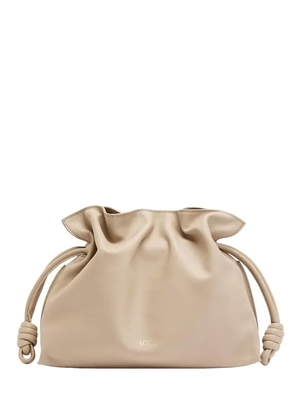 Loewe Flamenco Medium Leather Clutch - Sand