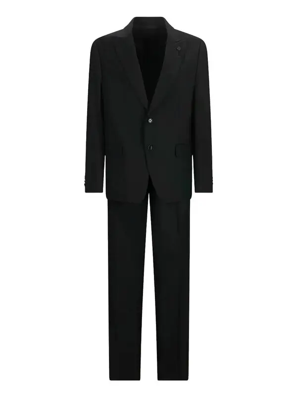 LARDINI Drop 7 Lapel Pin Suit - Black
