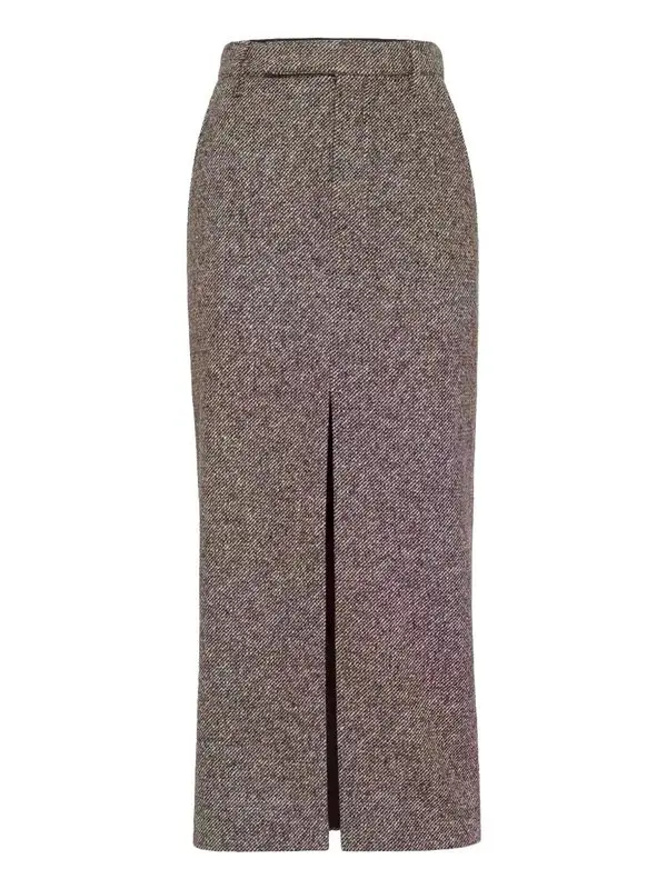 Brunello Cucinelli Slit-front Pencil Maxi Skirt - Brown