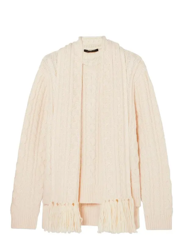 Mother Of Pearl Cable-knit Wool-blend Sweater - Ivory
