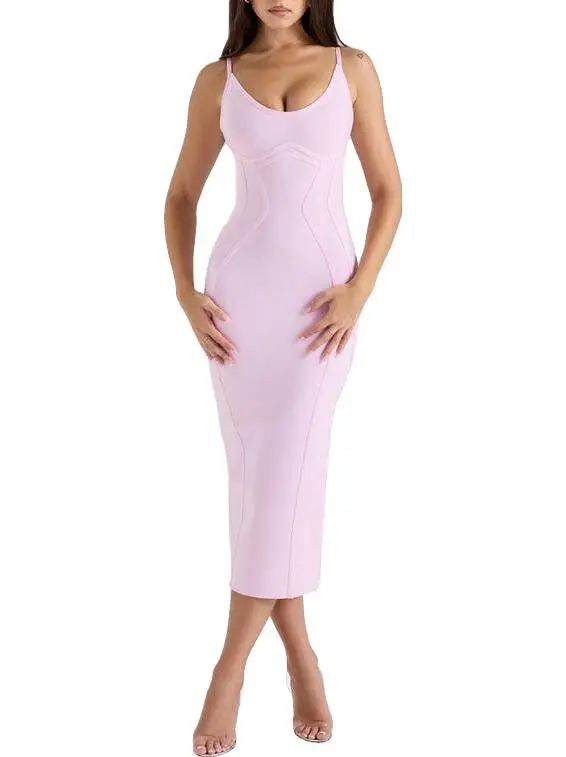 House Of Cb The Hourglass Bandage Midi Dress - Baby Pink