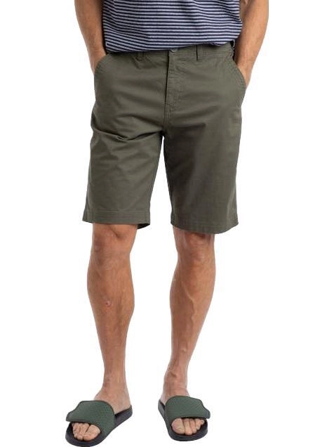WEIRD FISH Rayburn Flat Front Shorts - Dark Olive