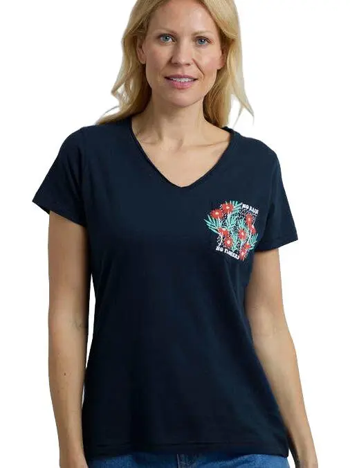 WEIRD FISH Slub Pocket T-shirt - Navy