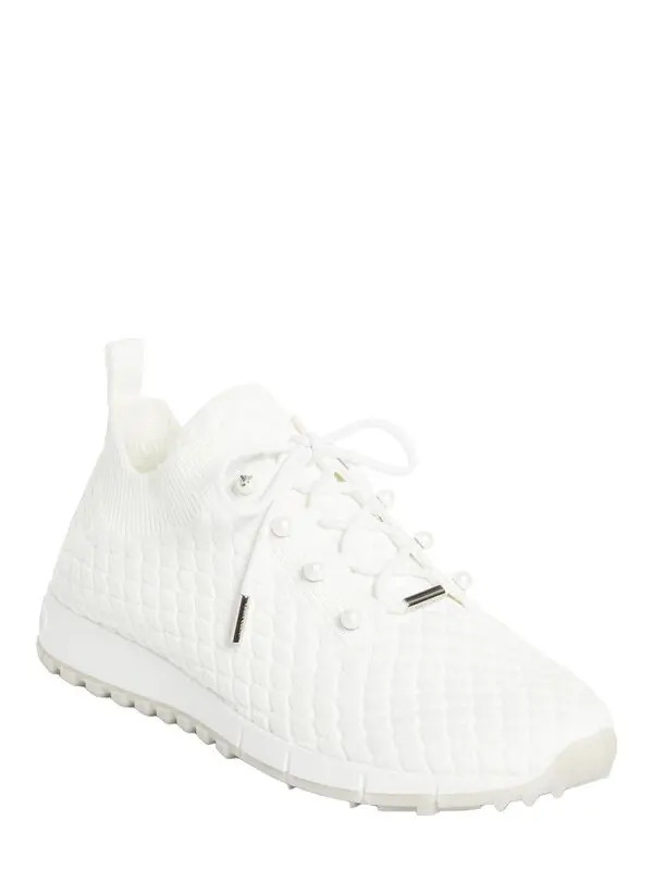 JIMMY CHOO Veles Faux Pearl Knit Sneakers - X White