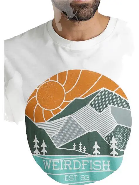 WEIRD FISH Foothills Front Print T-shirt - Dusty White