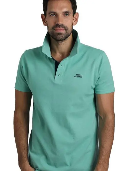 WEIRD FISH Miles Pique Polo - Aqua Marine